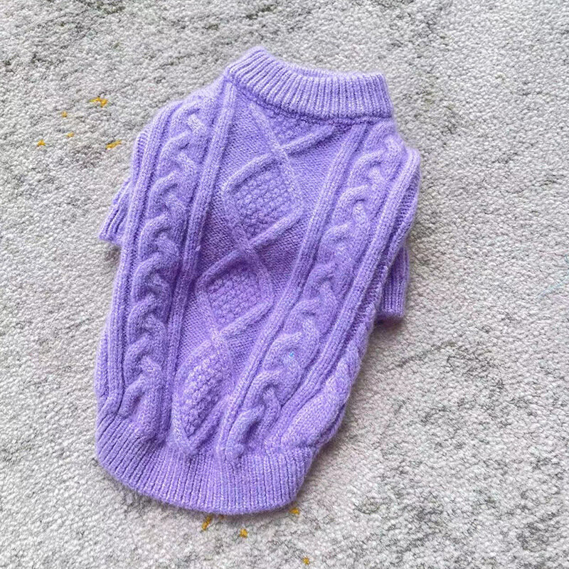 Горячая распродажа осенних и зимних утолщенных свитеров, шерстяных свитеров, четыре цвета, одежда для собак Тедди Бишон, фиолетовый, серый, белый, красный