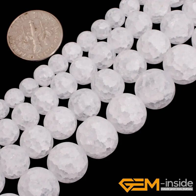 Белый потрескивающийся кварц, бусины GEM-inside G16167 10mm (approx 38pcs)