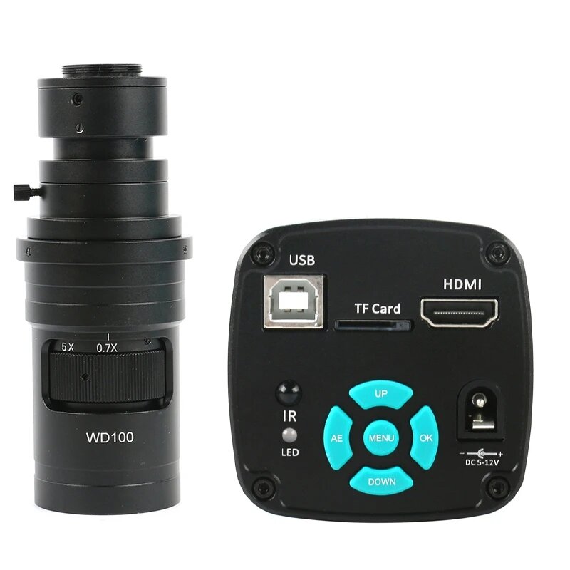 Камера для микроскопа UHD 4K 1080P 48MP с HDMI и USB, 100X 130X 180X 200X 300X 500X With 200X Lens