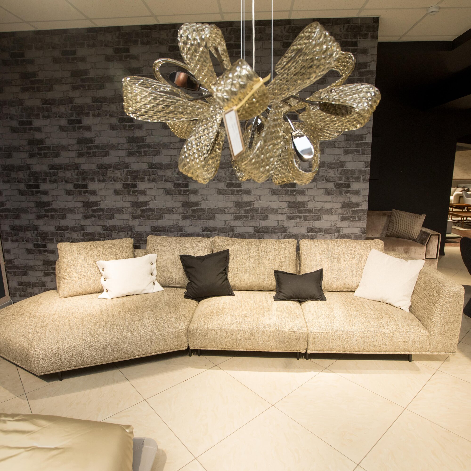 Диван Saloni Loft, шенилл, темно-бежевый, 372х147х85 см