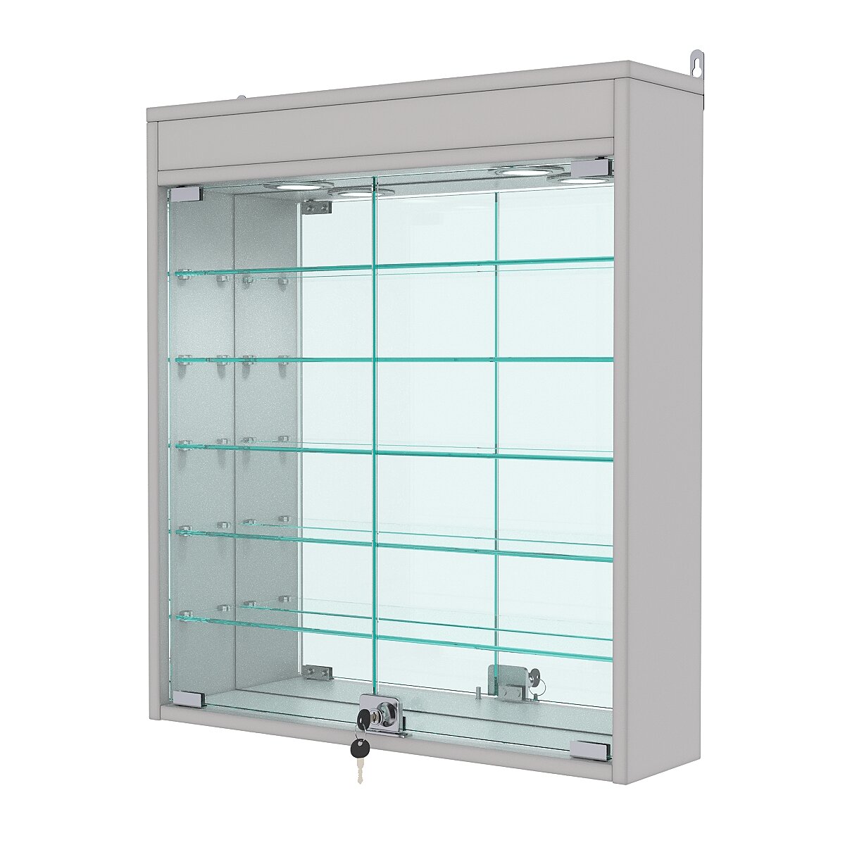 Витрина настенная №1-8А с зеркалом и подсветкой, Серый. Производитель товара - компания Westcom.