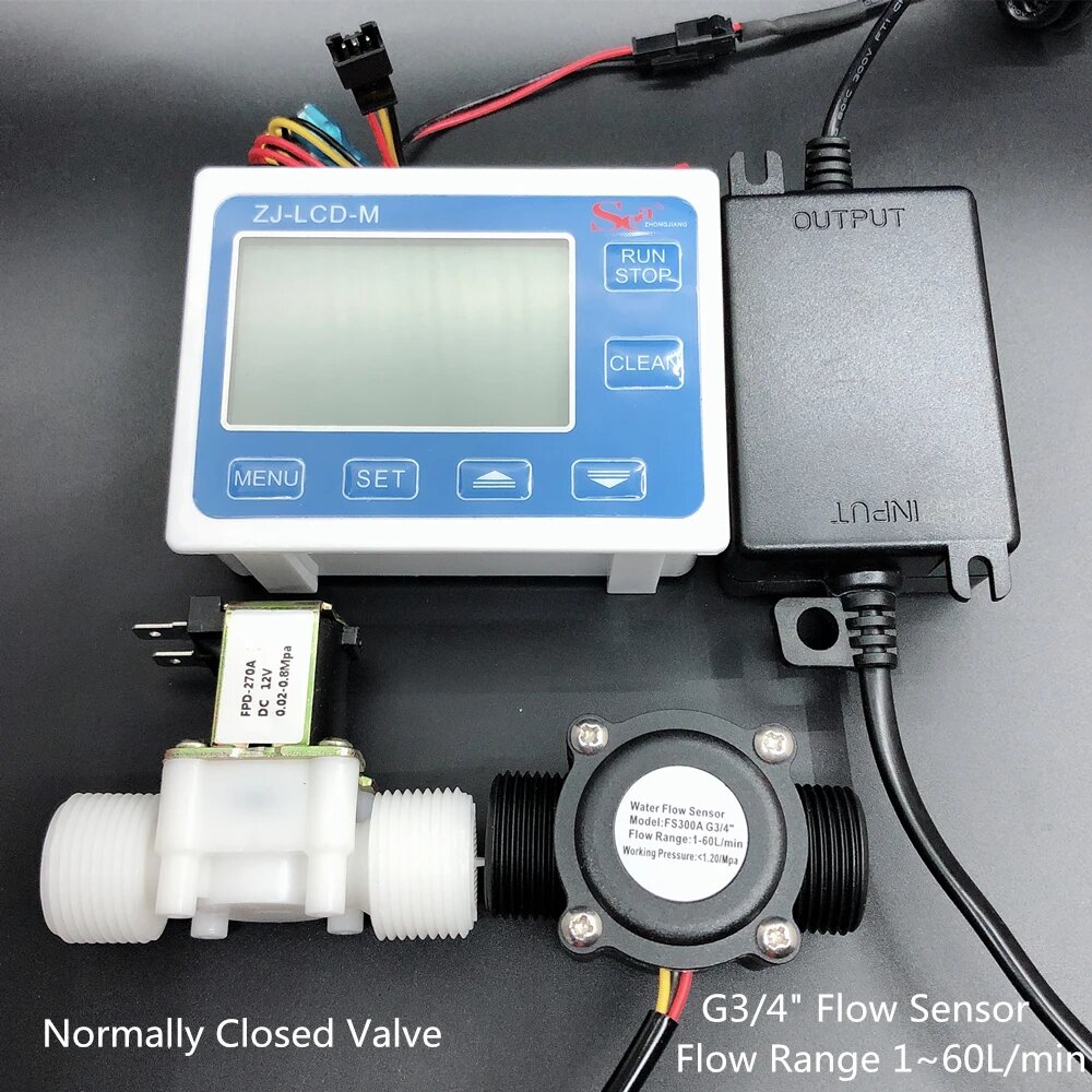 Контроллер расходомера HaiHuiLai ZJ-LCD-M с клапаном 3/4 дюйма Plastic-300A