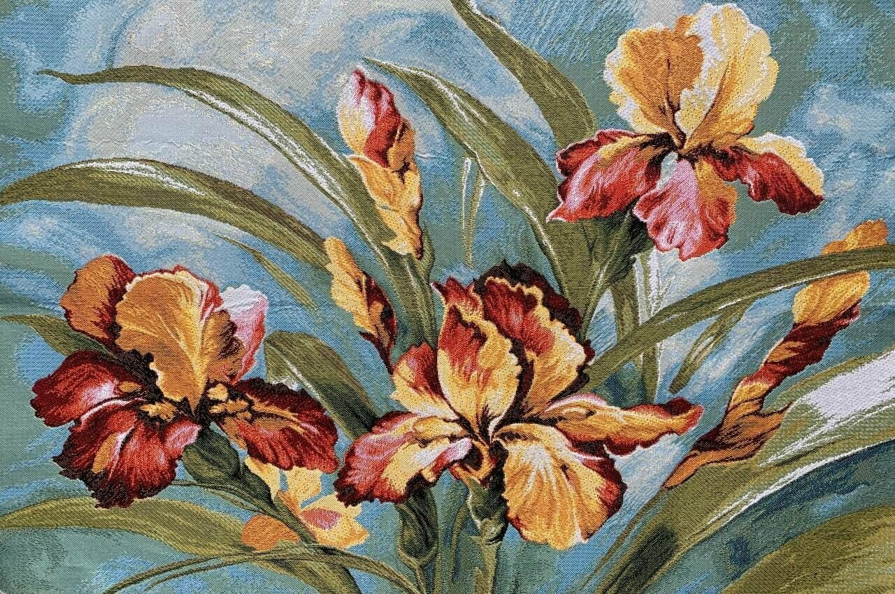 Гобелен, гобелен без рамы 48х68 см /"Акварель. Ирисы"