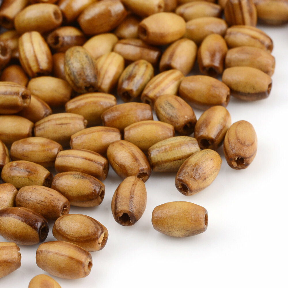 Бусина деревянная, 8х5.5мм, полосатая, 5 грамм