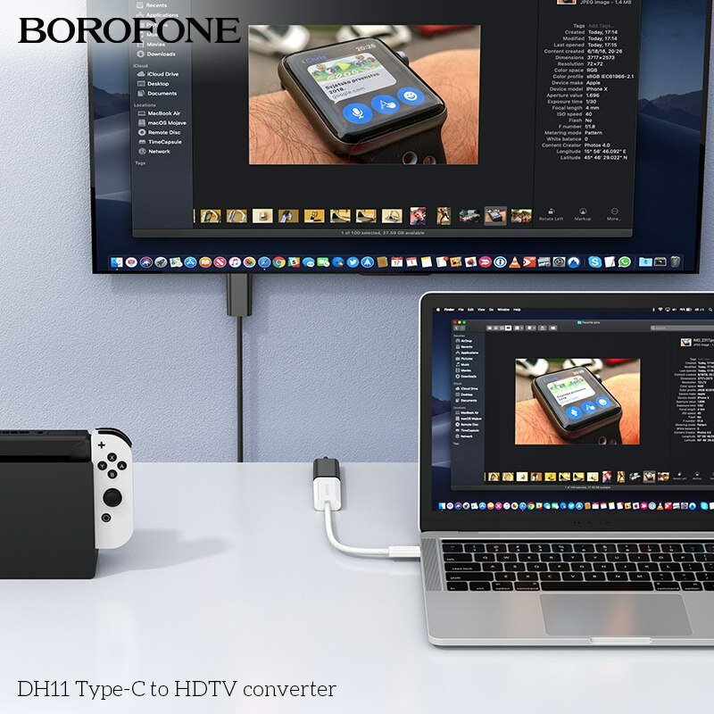 Адаптер DH11, Type-C, для HDTV, для аудио и видео, цвет белый — фото 1