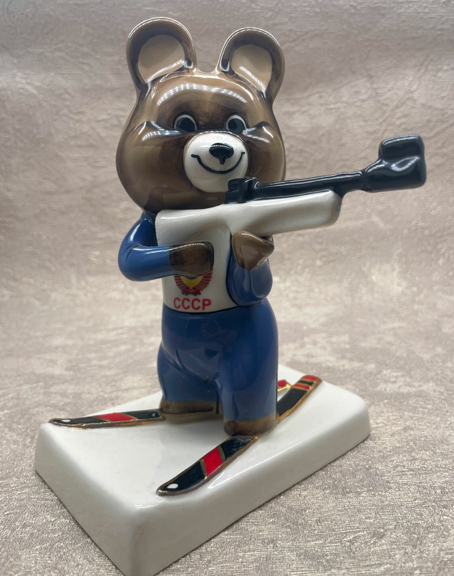 Олимпийский мишка 1980 Биатлонист. Современное производство Вербилки