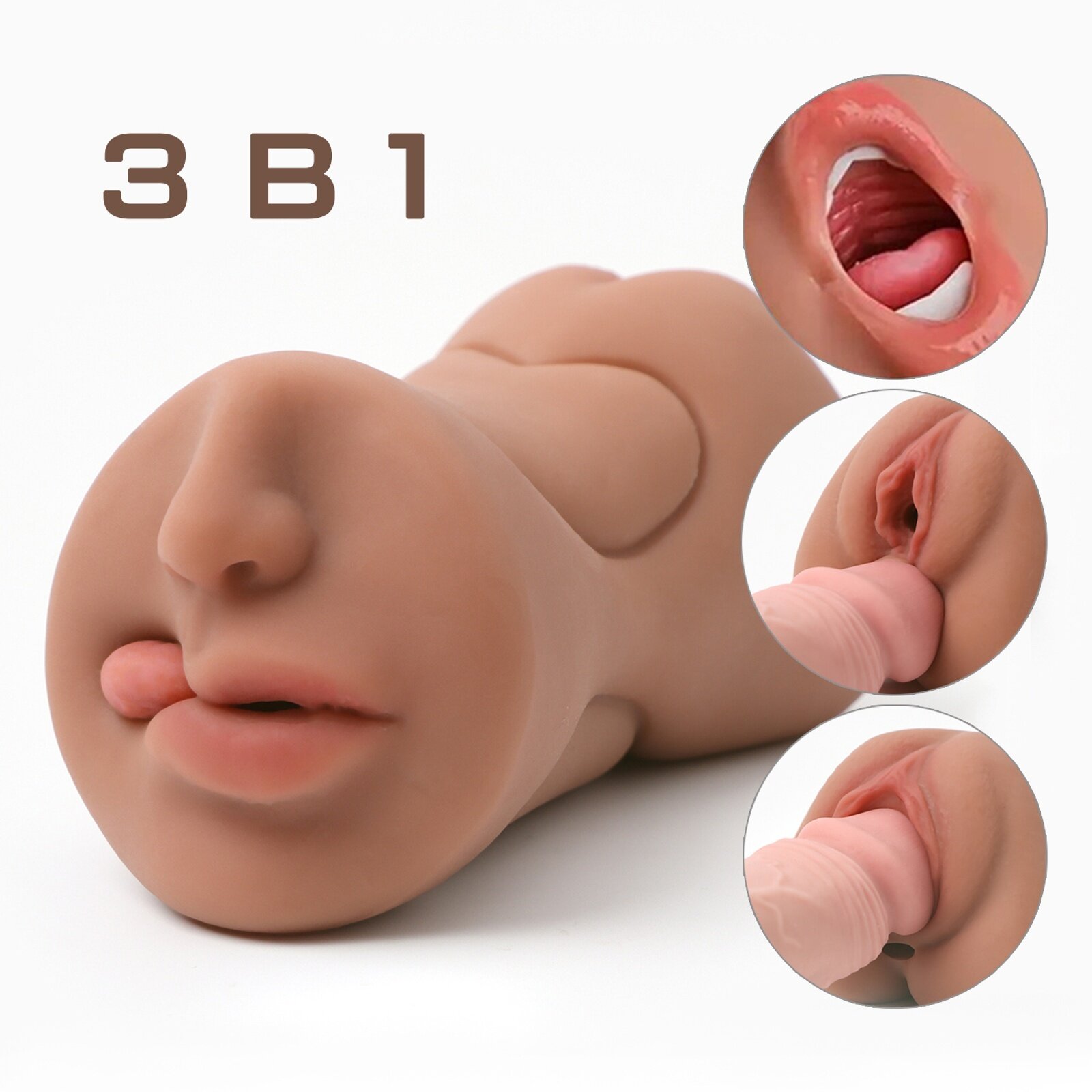 Мастурбатор Оки-Чпоки 3 в 1, супер реалистик, смуглая, 10613451