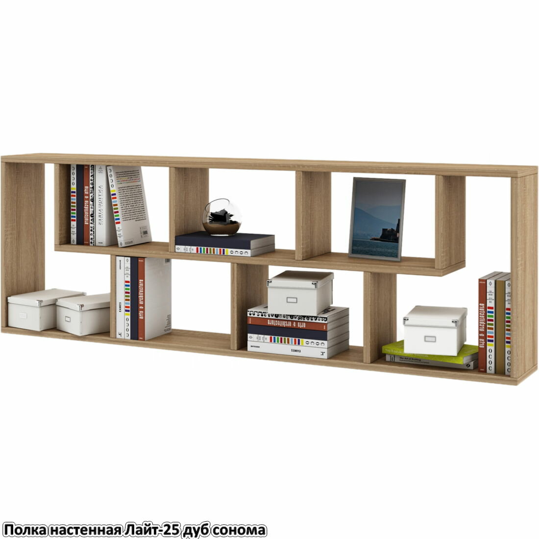 Полка Лайт-25-Дуб сонома, ЛДСП, МФ Владимир VMF, 132,8х44,8х17 см.