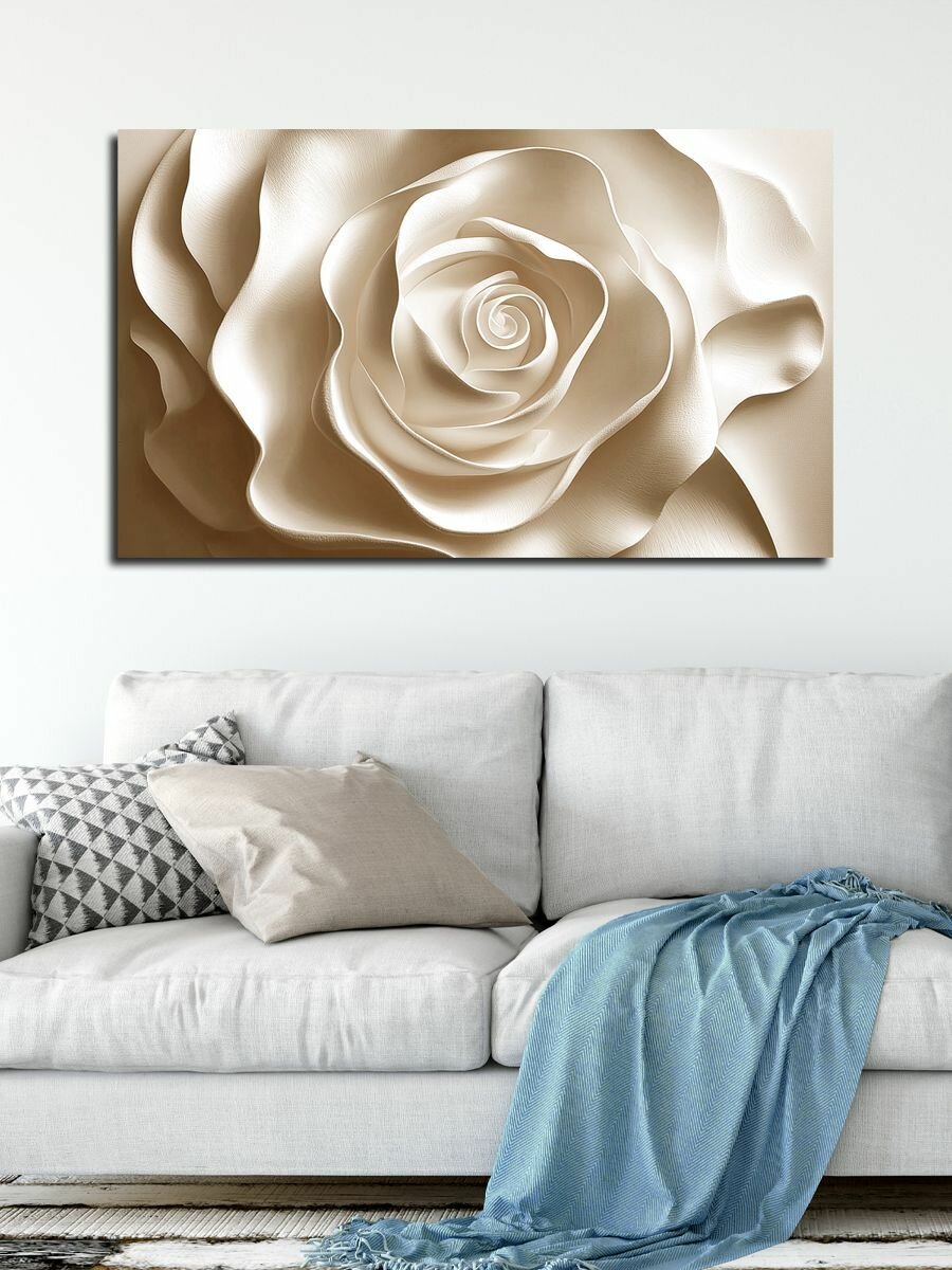 Картина на холсте LOFTime 60х100 Роза барельеф беж КБ-859-60100