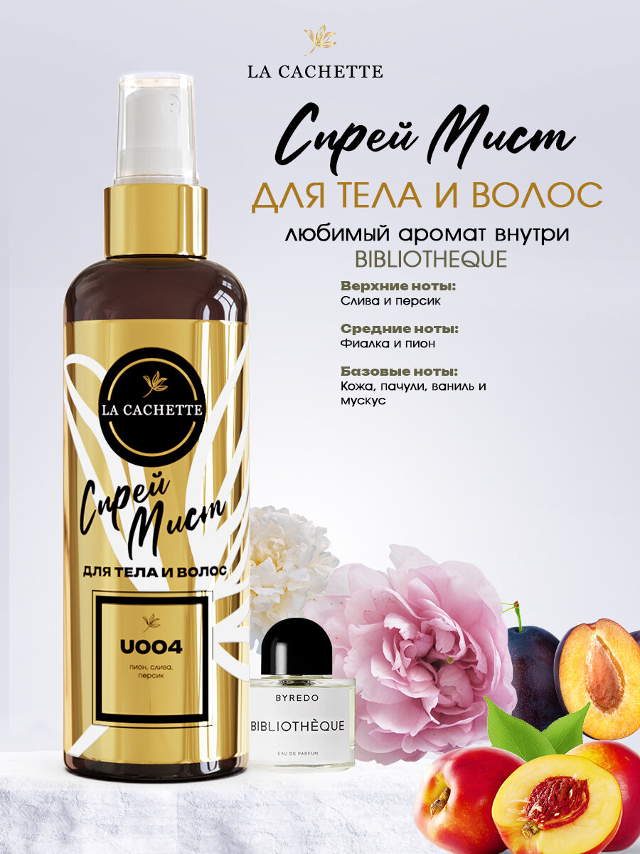 Спрей мист для тела и волос парфюмированный La Cachette U004 Bibliotheque, 200 мл