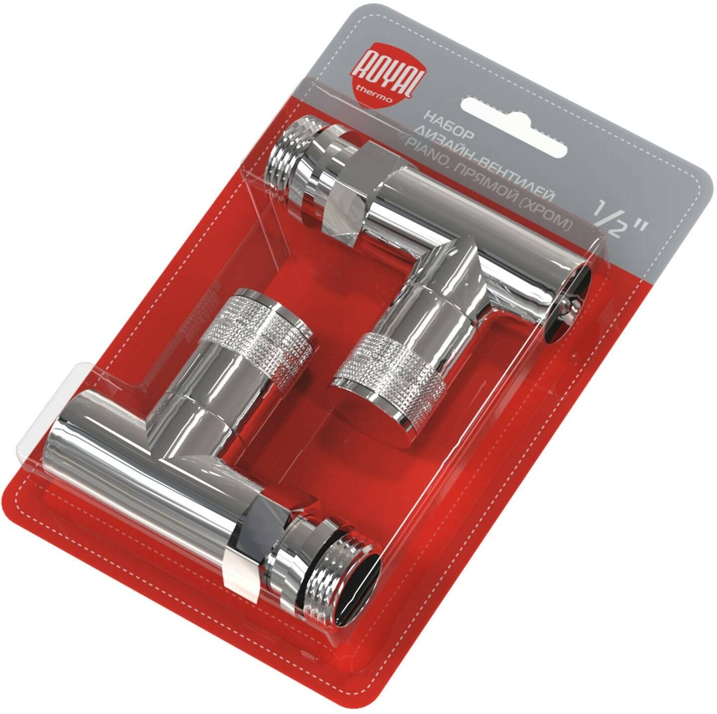 Набор дизайн-вентилей PIANO, прямой (хром) 1/2" (RTE 50.024)