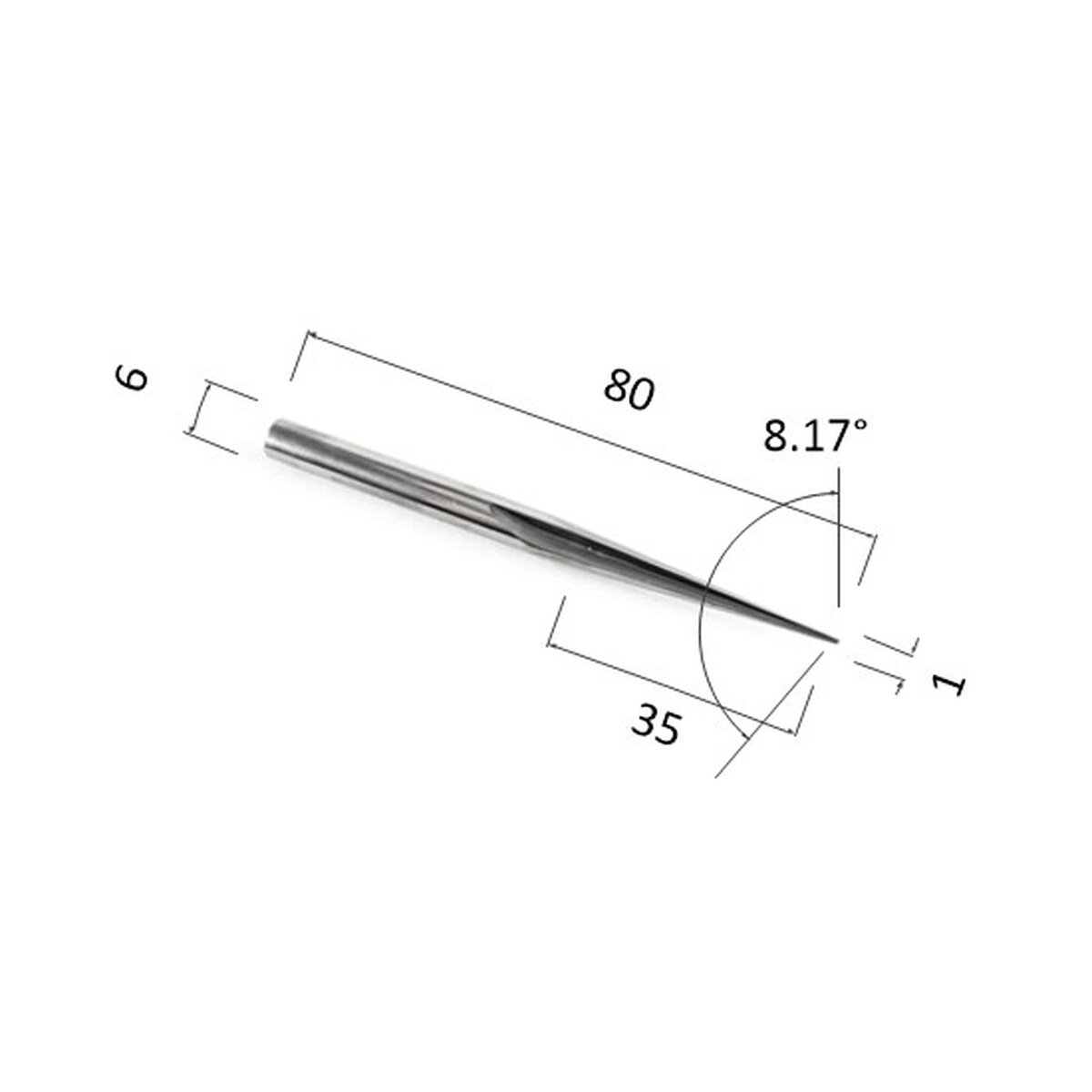 Фреза DJTOL N2ZXJ6351080 прямая двухзаходная конусная с плоским концом (по дереву, композиту (АКП), пластику)