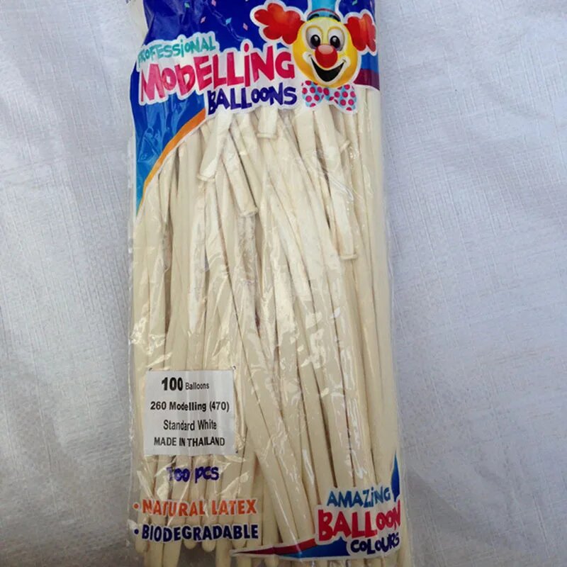 Длинные латексные шары для моделирования Белый, white, 1.5g 100pcs