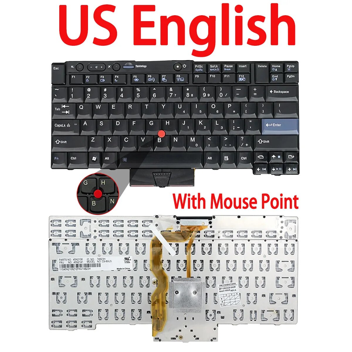 Клавиатура US English для Lenovo ThinkPad с Mouse Point