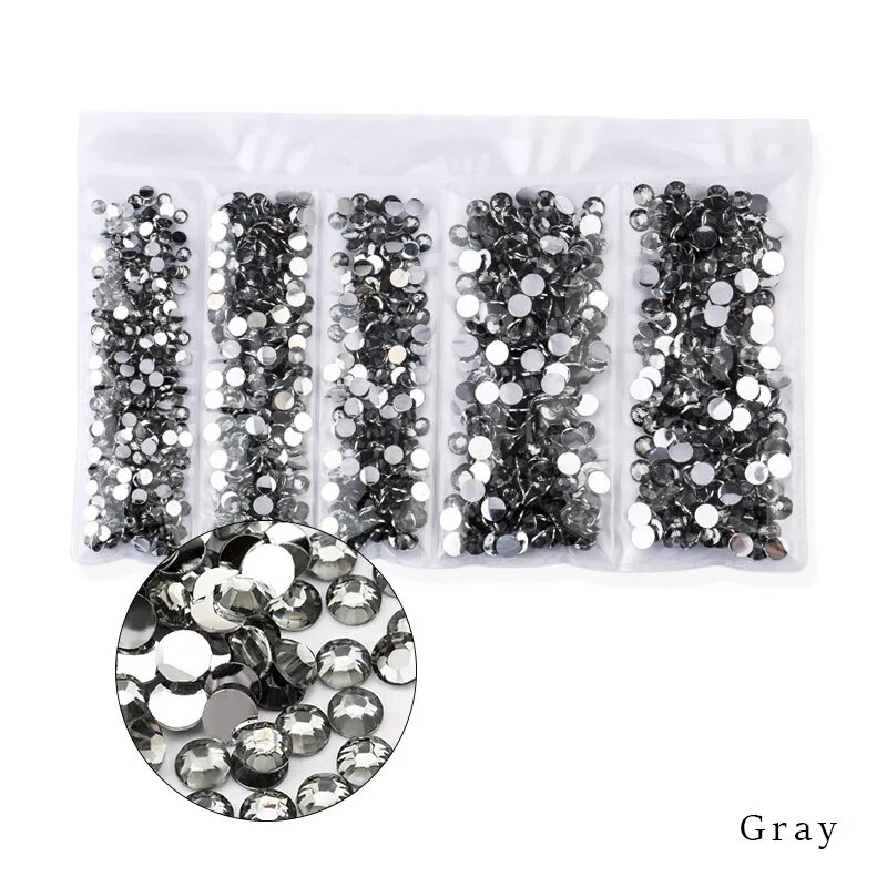 Стразы QIAO полимерные разноцветные 3-5 мм 2000 шт. gray