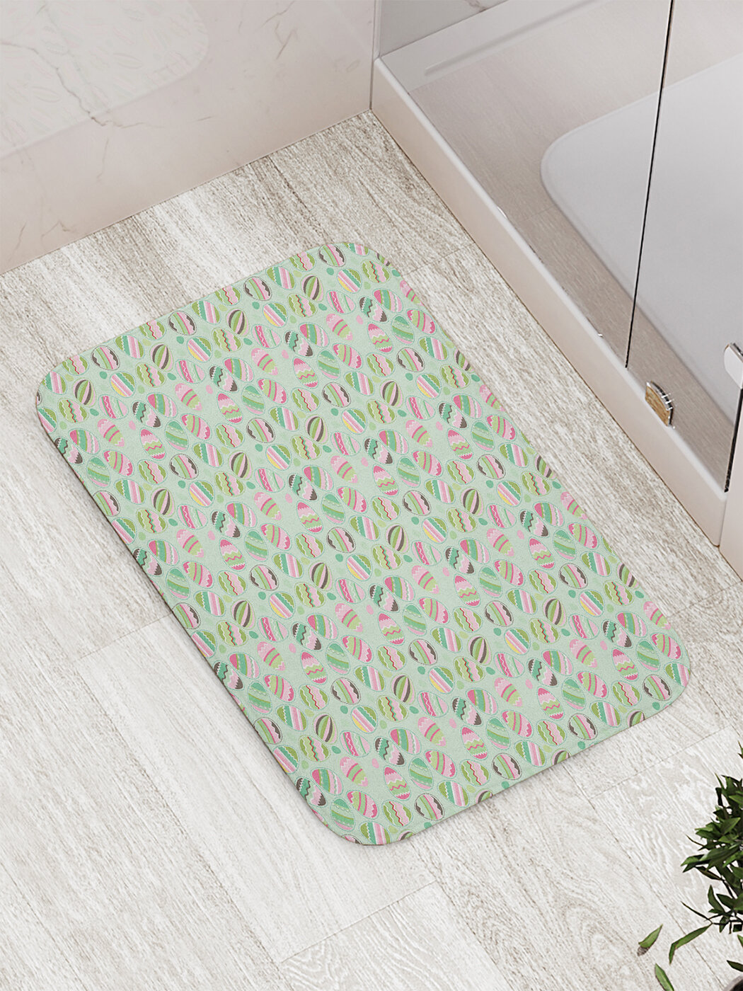 Коврик для ванной комнаты, туалета "Полосатые яйца" противоскользящий, 52х77 см, JoyArty