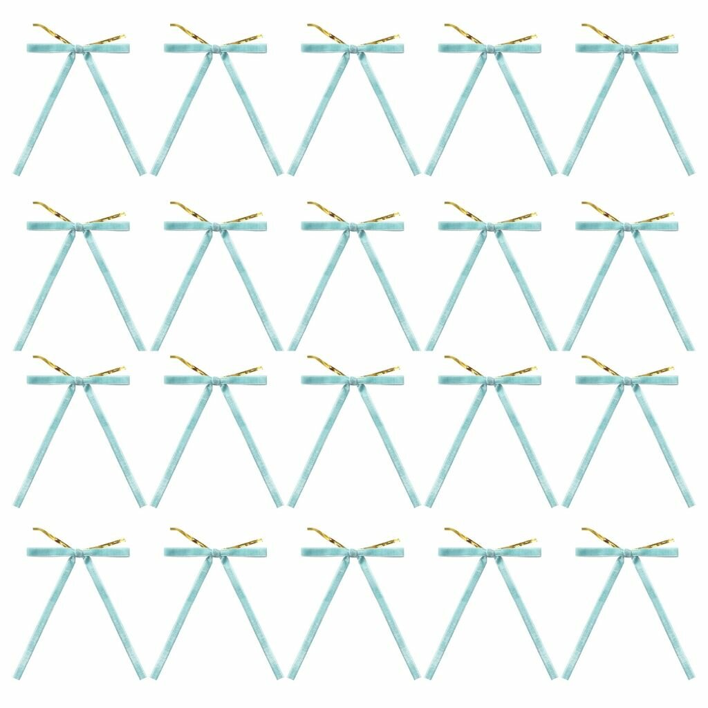 20шт, бант из флокированной ленты-светло-голубой