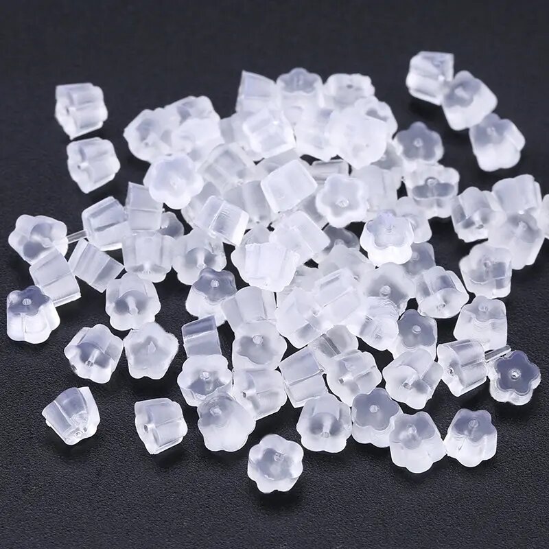 Силиконовые заглушки для сережек QIAO 500 шт, прозрачные, 3x5 мм