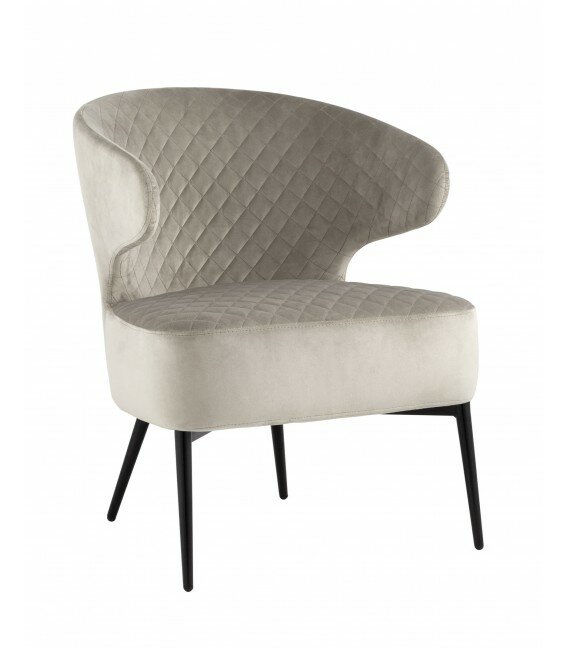 Кресло лаунж Ренон велюр серо-бежевый