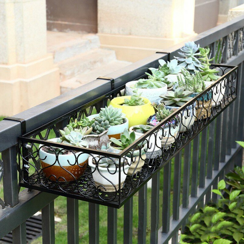 Anerya European-Style Balcony Flower Rack Planter, Iron Railing Multi-Layer Hanging Flower Pot Rack Wall-Mounted Pothos Succulent Flower Stand