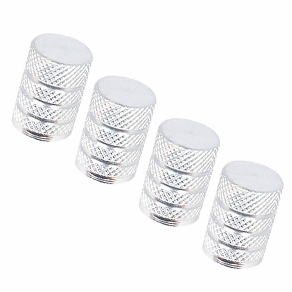 1 комплект из четырех американских клапанных колпачков из алюминиевого сплава-серебристый