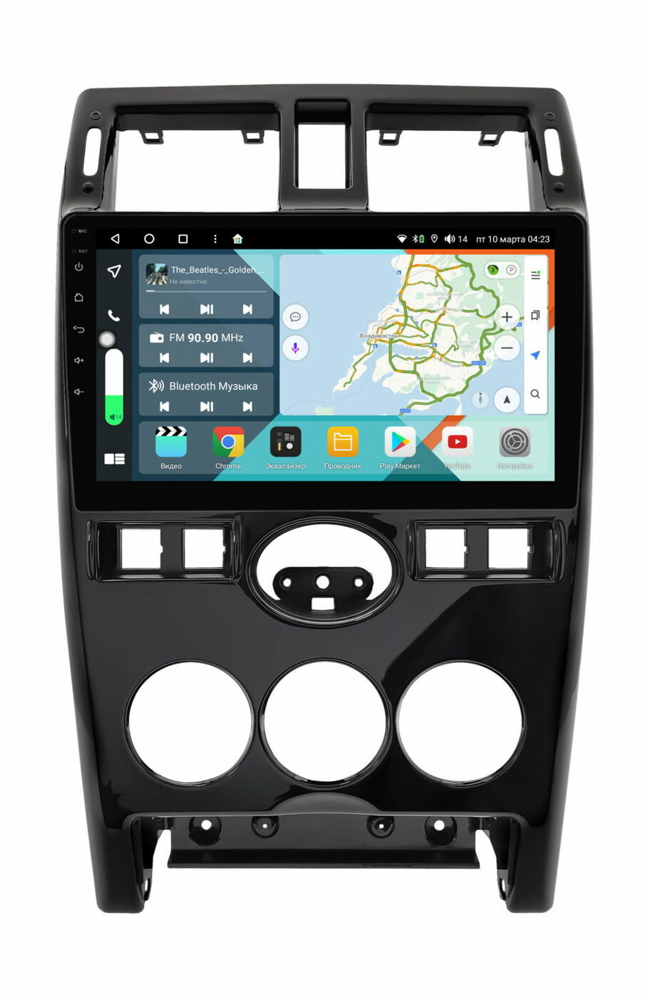 Магнитола Лада Приора (Lada Priora) 2007 - 2014 черная глянцевая 9 дюймов, 4/64GB, 8 ядер, DSP, 4G, Android 10 / Wide Media