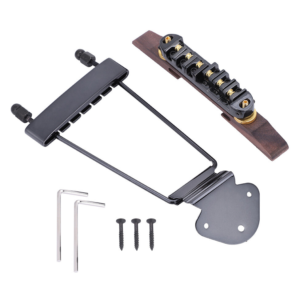 Roller Bridge Tailpiece, Guitar Part, Fine Workmanship Height Adjustable Solid Metal for Instrument Lovers