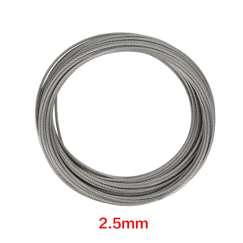 1 шт. 20 м трос из нержавеющей стали 304, стальная проволока для рыбалки и подъема грузов, диаметр 2,5 мм