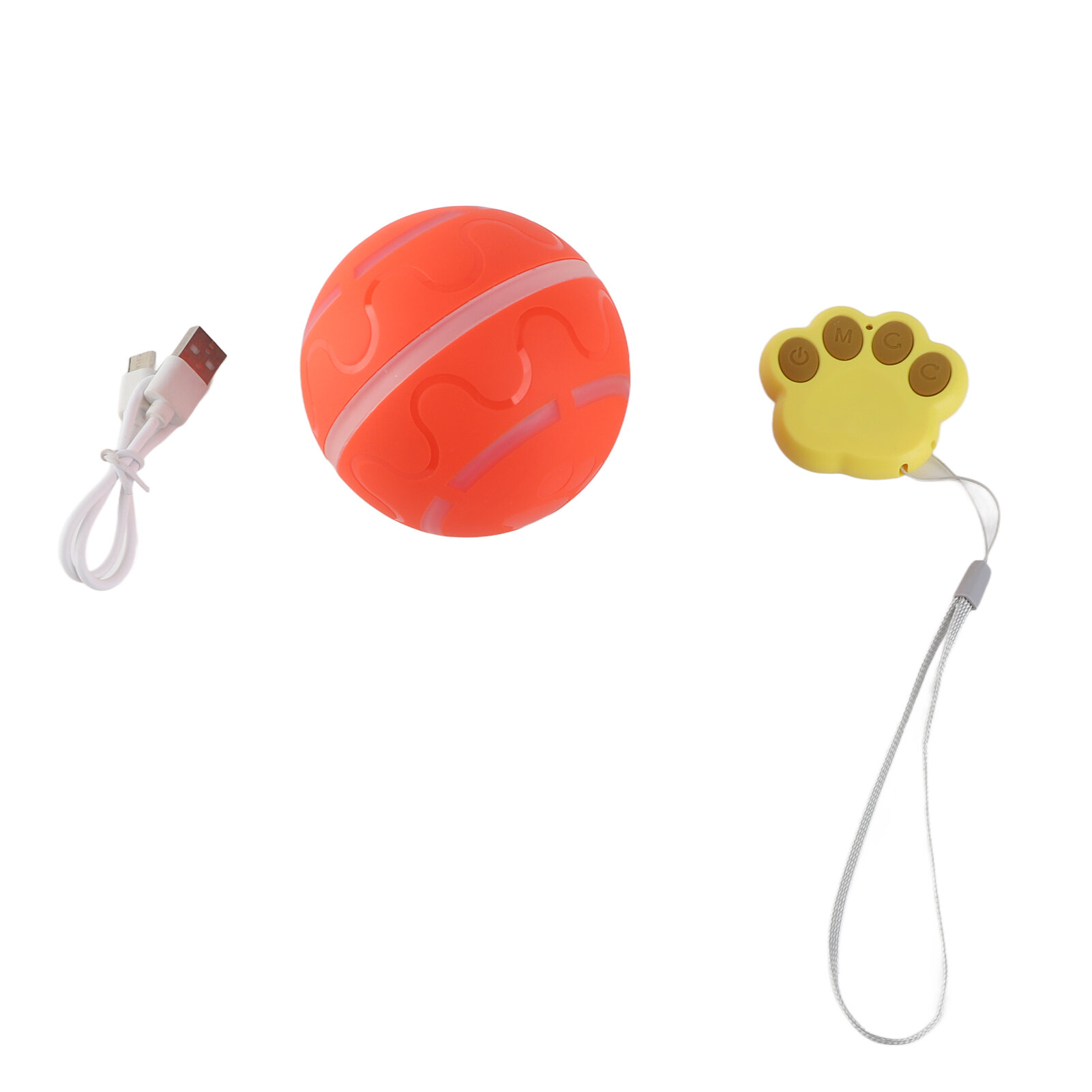 Интерактивная игрушка-мяч для собак из ABS-пластика и силикона, степень защиты IP54, светодиодная подсветка, перезаряжаемая батарея, подходит для крупных собак.