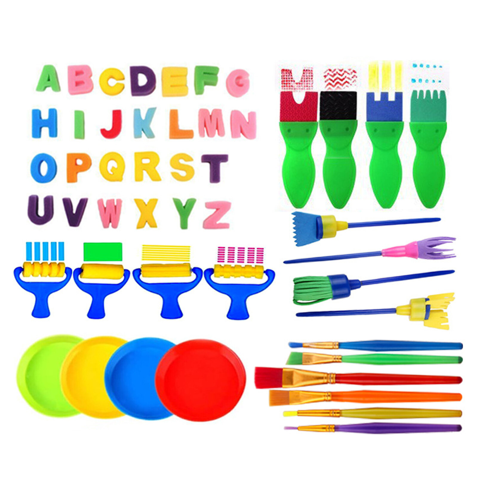 Набориз48детскихкистейдлярисованияиштампов. ВеселаяигрушкаиобучающиеинструментыдлядетейHM-48