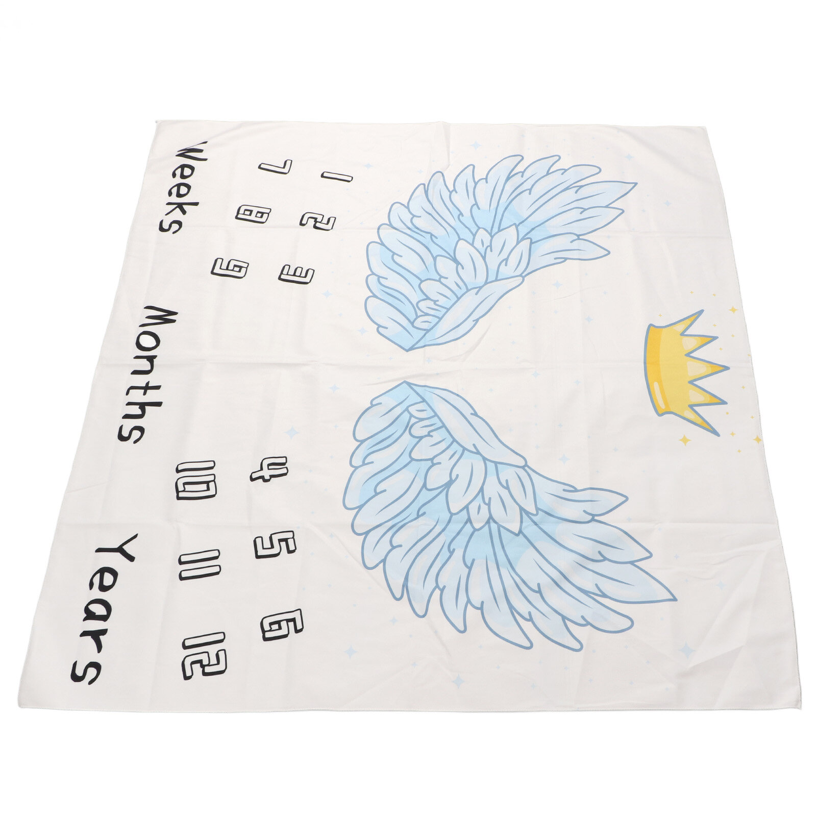 Baby Milestone Blanket Polyester Fiber 100x100cm Crown and Wings Pattern for Photography Props 1 x Baby Photography Blanket 2 x Back Nails 2 x Back Clips
