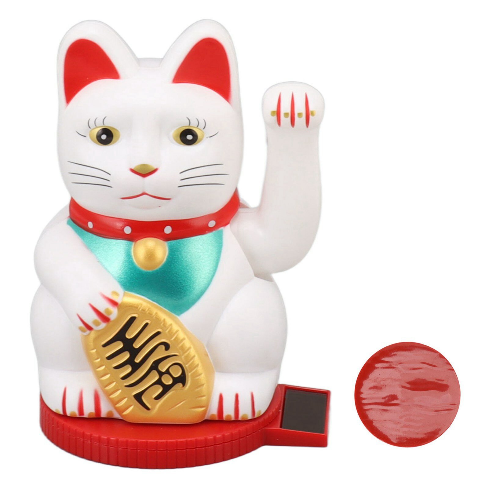 Машущая рука Lucky Cat Солнечная энергия Светочувствительная вращающаяся основа принесет богатство и удачу 5-дюймовое украшение «Кошка удачи», белое