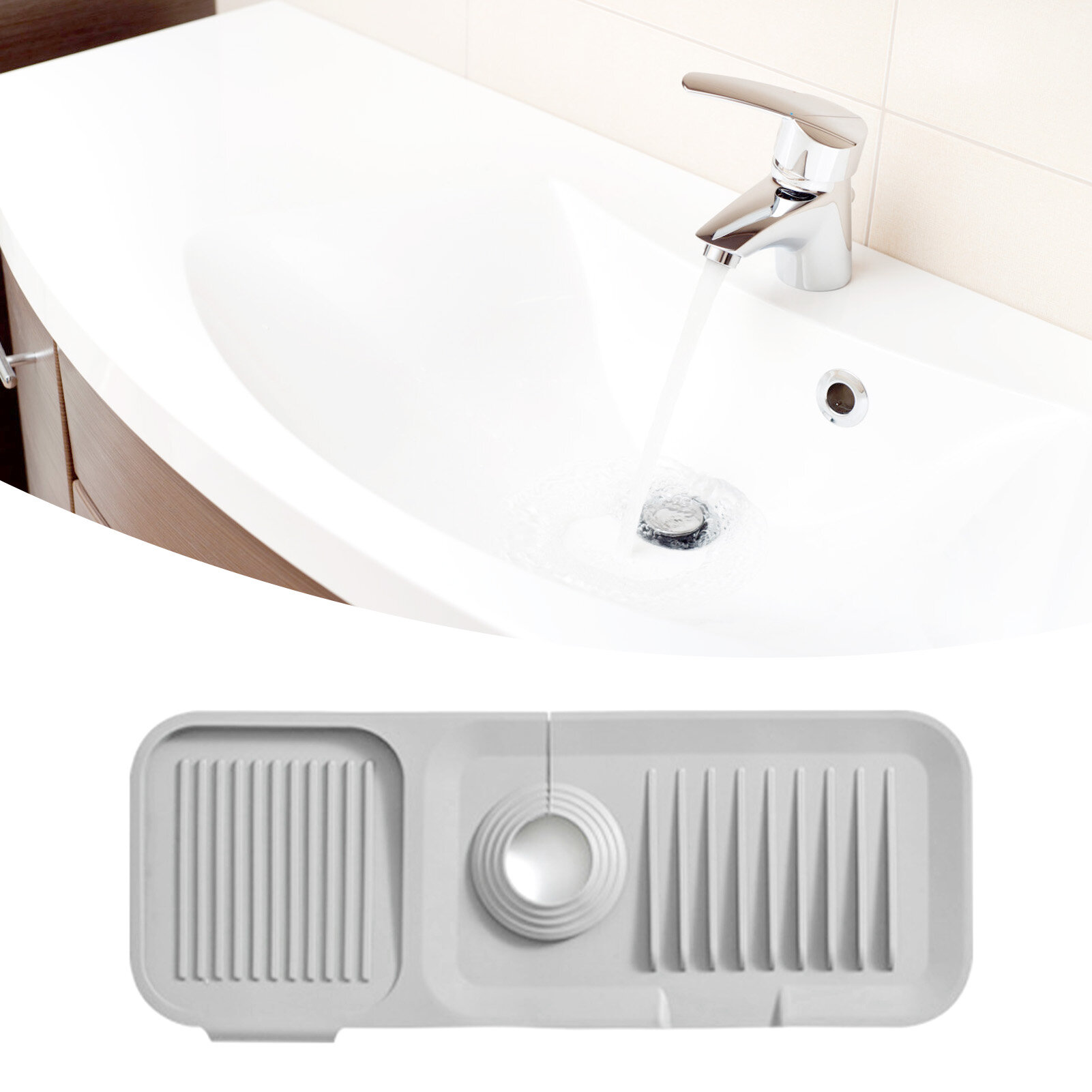 Коврик для смесителя, силиконовая защита для раковины, безопасный чистый аксессуар для раковины без запаха для кухни, ванной комнаты, светло-серый