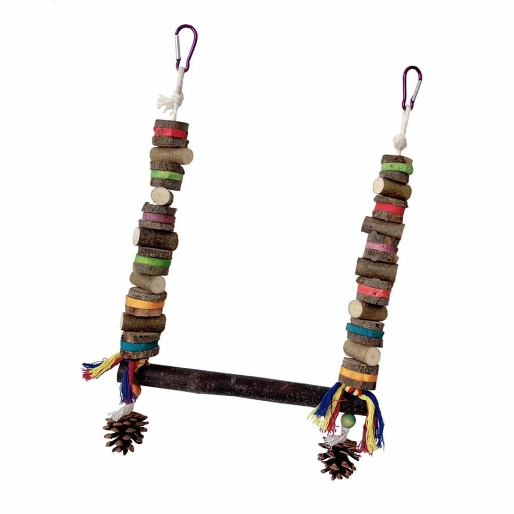 Яркие деревянные качели для попугаев, аксессуар для клетки