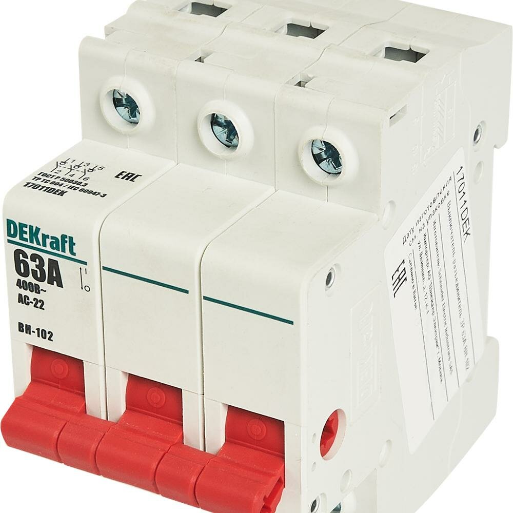 Выключатель-разъединитель Dekraft ВН-102 63 А 3P 63 А 17011DEK