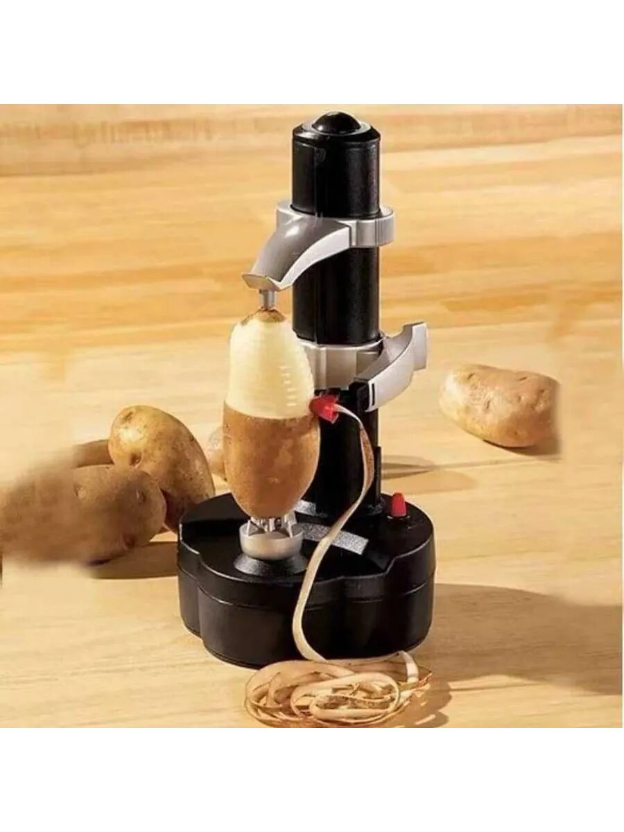 Электрическая картофелечистка, ABS/нержавеющая сталь, черный цвет