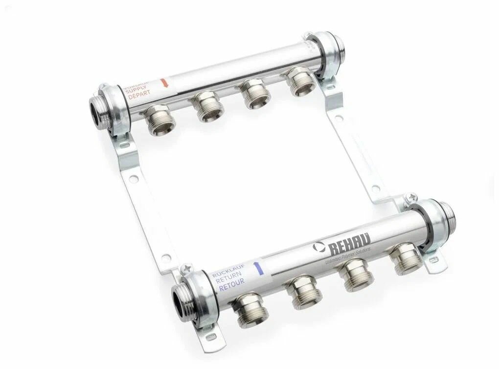 Коллектор распределительный Rehau HLV 12 из нержавеющей стали для радиаторов 11102181001