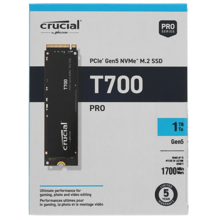 Твердотельный накопитель 1000 ГБ M.2 NVMe накопитель Crucial T700 [CT1000T700SSD3]