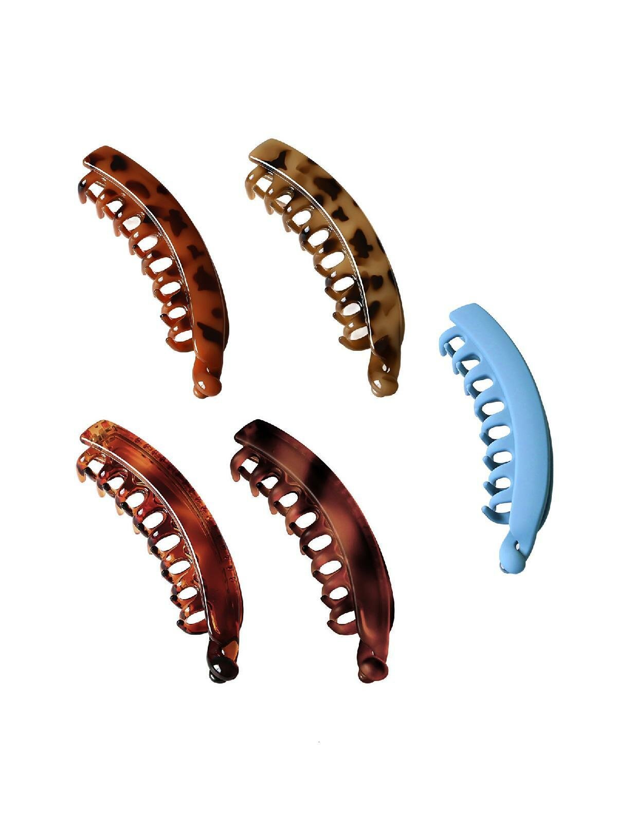 5шт Современная заколка для волос с леопардовым принтом Набор пластиковых аксессуаров для волос