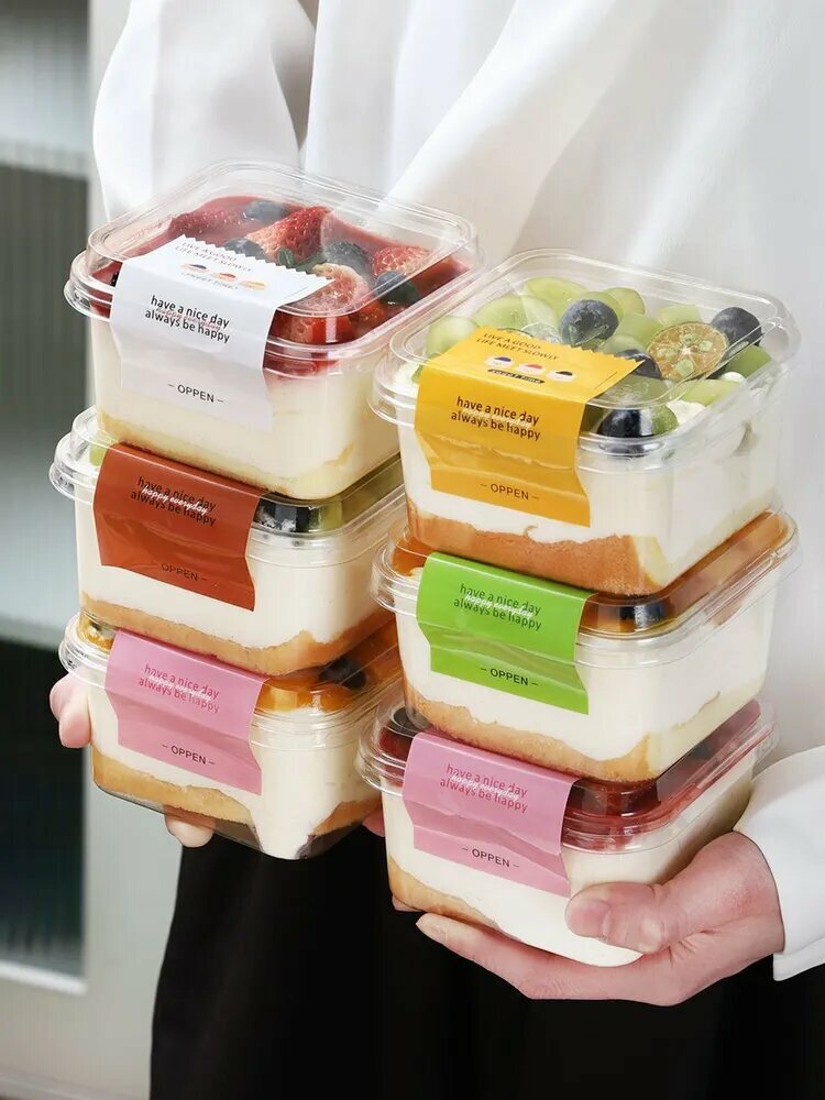 50 квадратных коробок для торта, по 400 мл каждая, одноразовые прозрачные контейнеры для еды