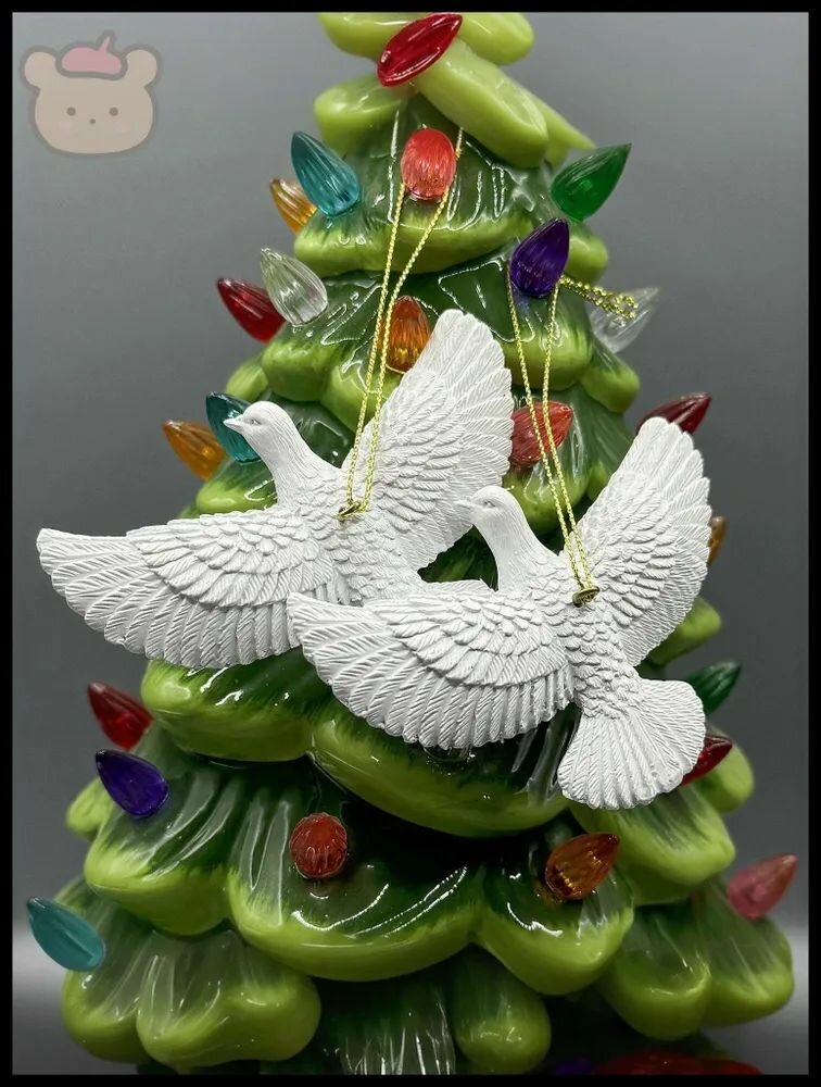 Елочные украшения 9 см Птицы белый 2 шт.