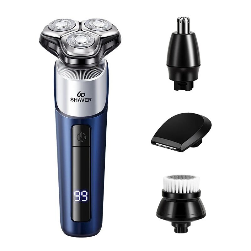 Бритва роторная 3D Blue 4-в-1 с LED дисплеем