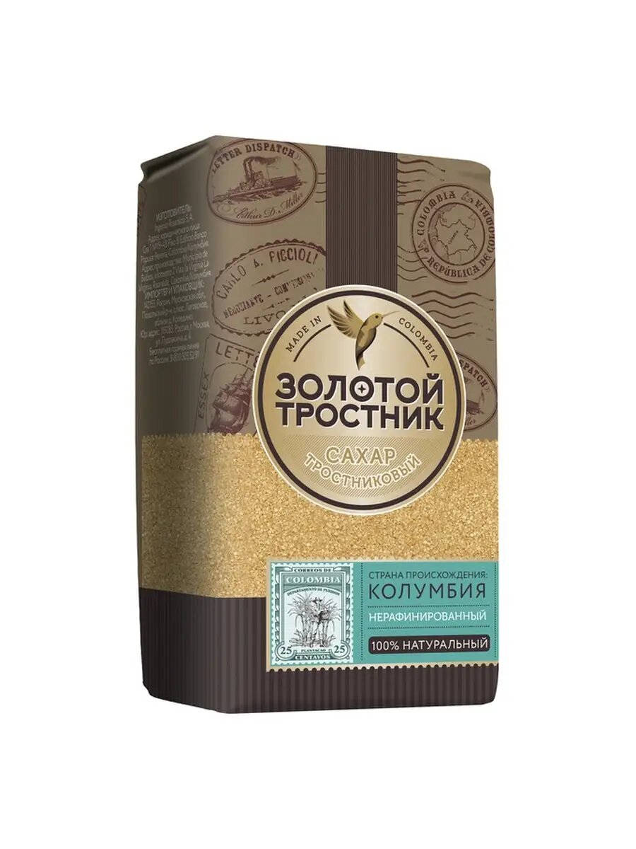 Сахар Золотой Тростник тростниковый нерафинированный 900 г.