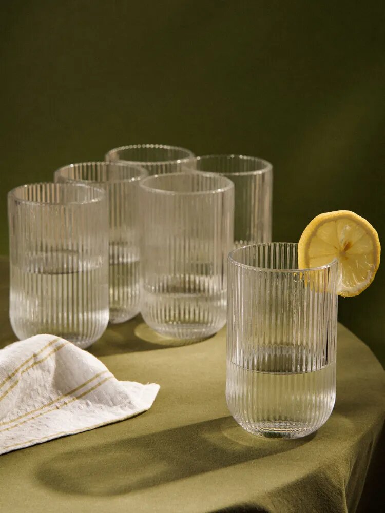 Стаканы стеклянные 6 шт, SL Home «Модерн», 400 мл, 8×13 см, цвет прозрачный