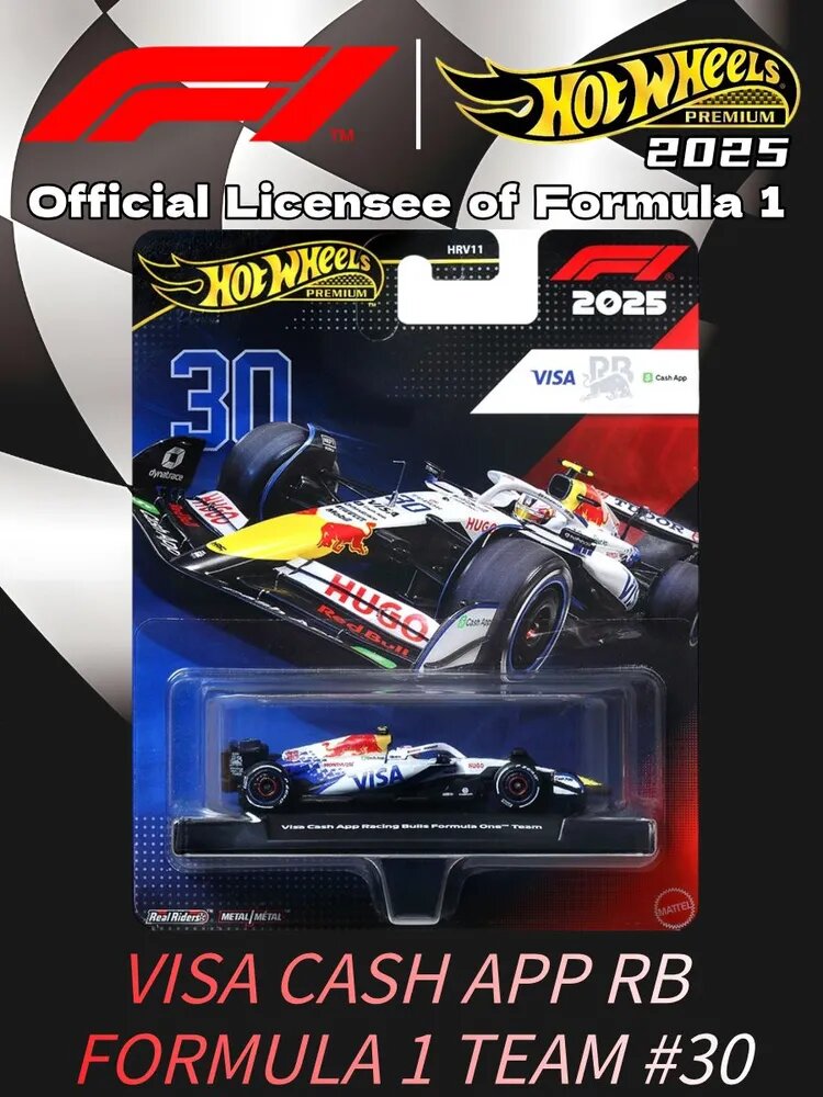 Hot Wheels Premium Модели автомобилей Formula 1 Team, масштаб 1:64, коллекционные модели, Visa Cash App RB Formula 1 Team #30