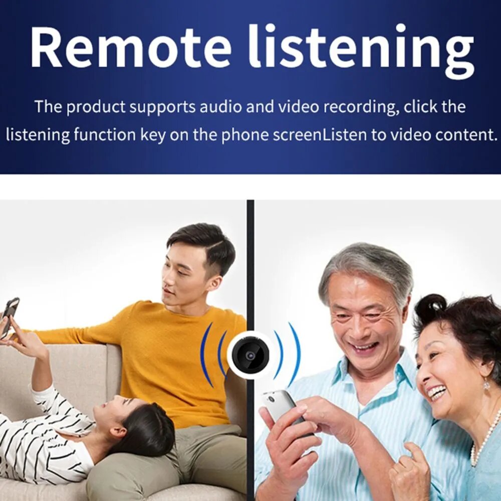 WiFi-камера A9 для наблюдения за питомцами и детьми, 1080p, ИК-ночное видение, магнитное крепление, поворотный кронштейн, чёрная
