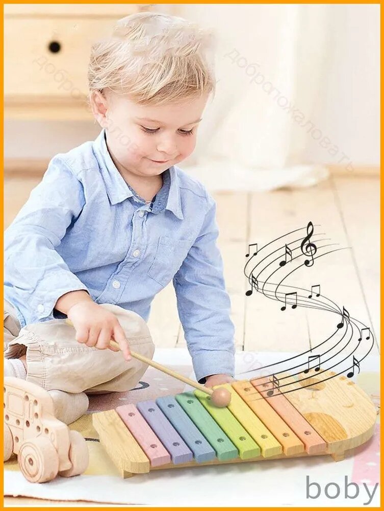 Детские цимбалы из массива сосны для малышей, музыкальная развивающая игрушка