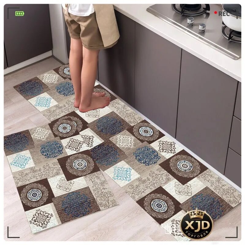 Коврик для кухни УниверсальныйДом 40x120 см, полиэстер, с противоскользящей основой, многоцветный
