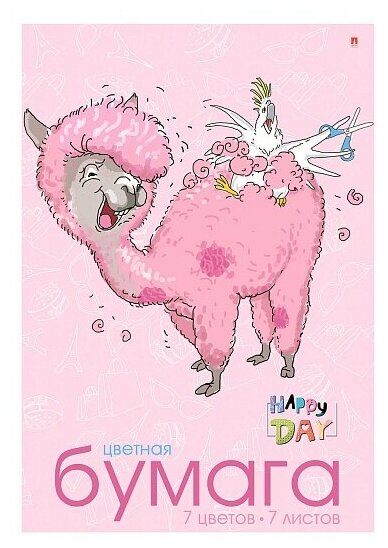 Набор цветной бумаги "Мультики" А4, 7 листов, 7 цветов, 4 вида