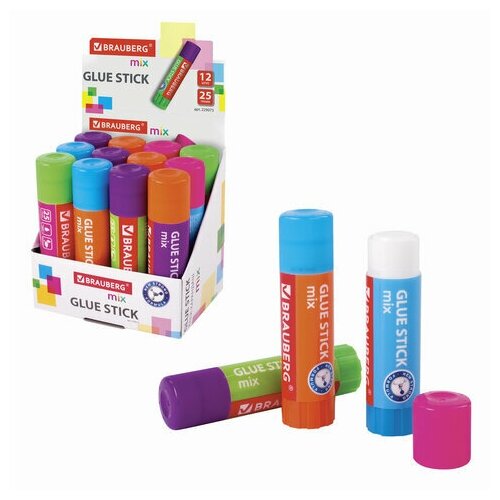 Клей-карандаш BRAUBERG MIX, 25 г, PVP основа, 229073